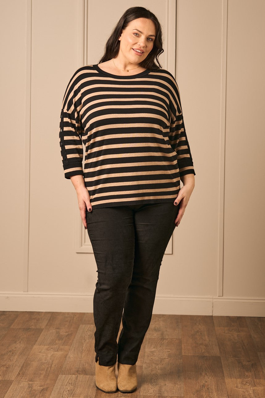 Via Appia stripe jumper - Black/Sand – Froxx Clothing